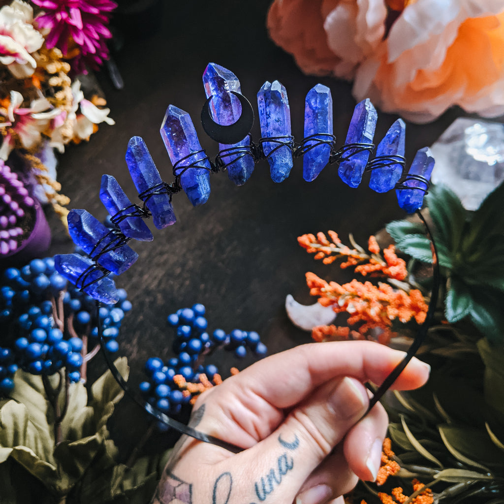 BANSHEE Crystal Crown Headpiece Jewelry – ☽ LUNA CORVUS